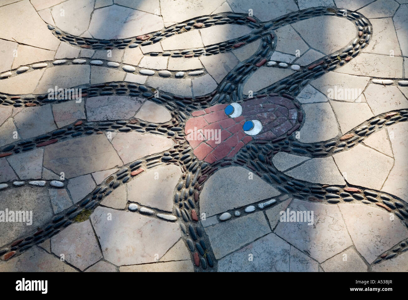 Modern mosaic of octopus at Le Chateau, Nice, France Stock Photo - Alamy
