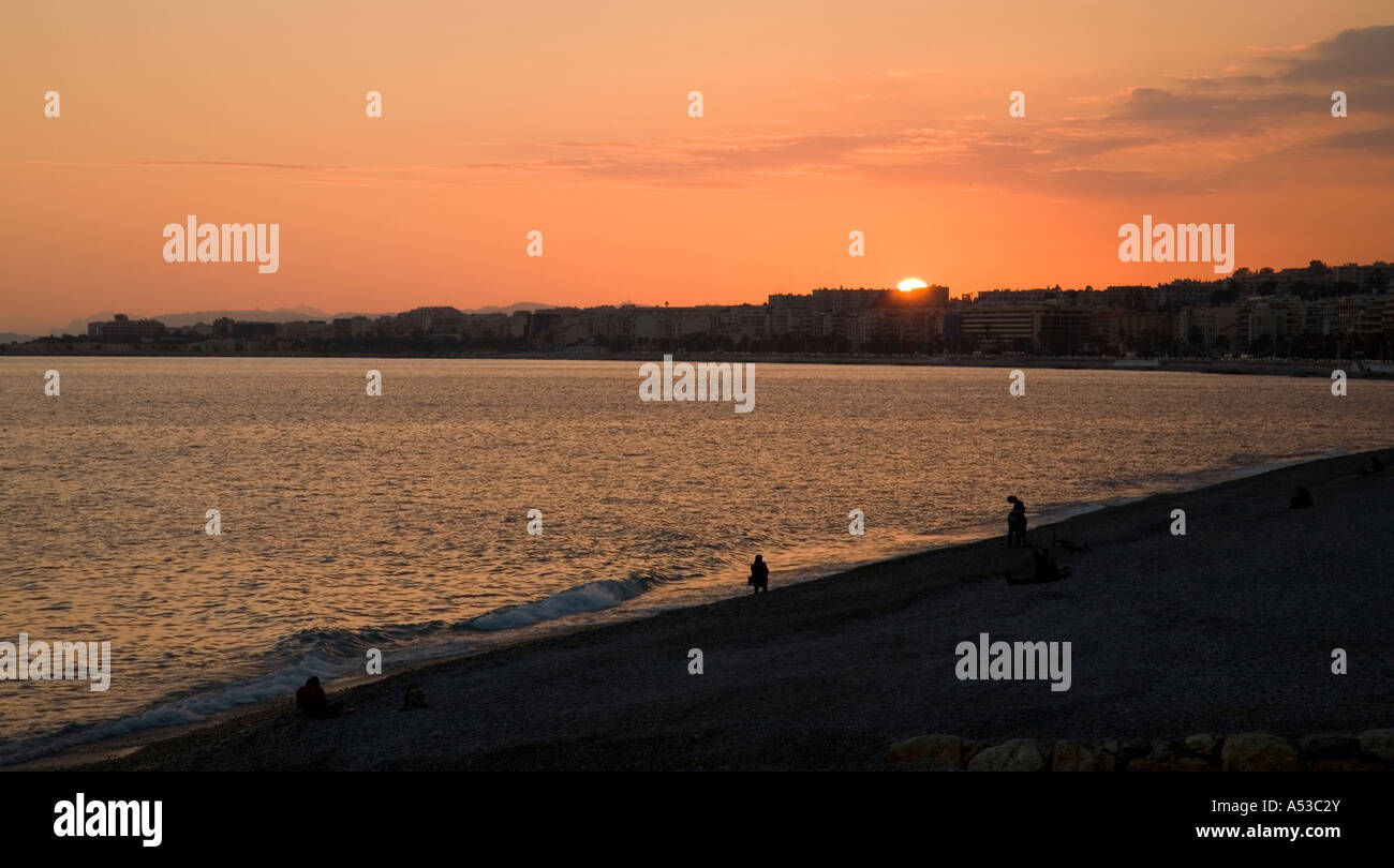 Nice coastline, on the Cote d'Azur, at sunset. France Stock Photo - Alamy