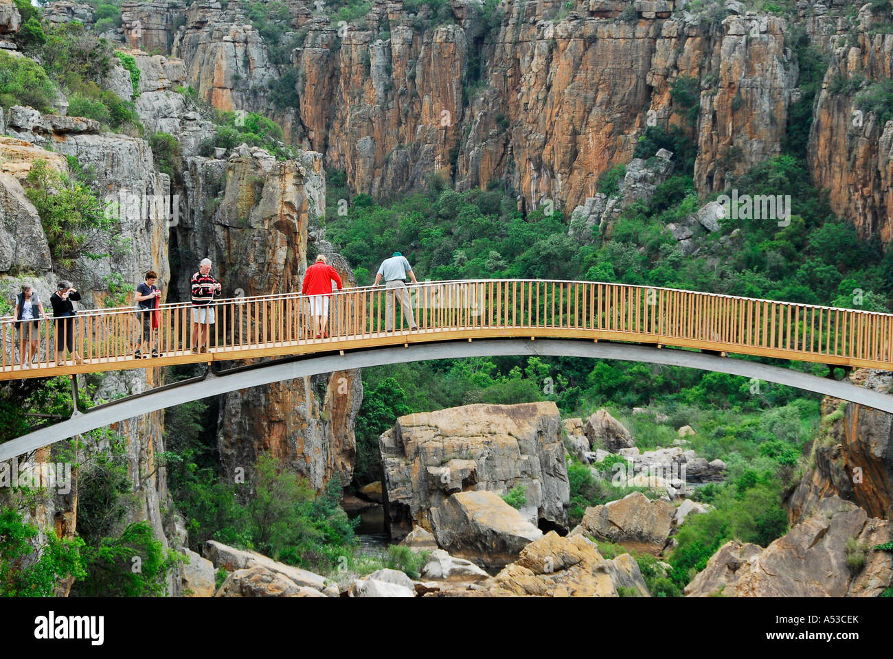 Foot bridge across gorge at entrance to Blyderiver Canyon. This area is ...