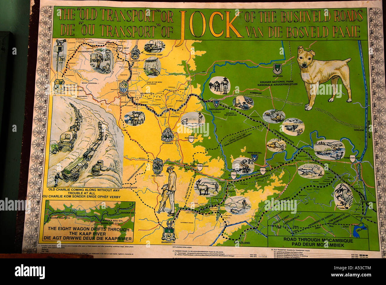 Map of the famous Jock of the Bushveld part of Mpumalanga, South Stock ...