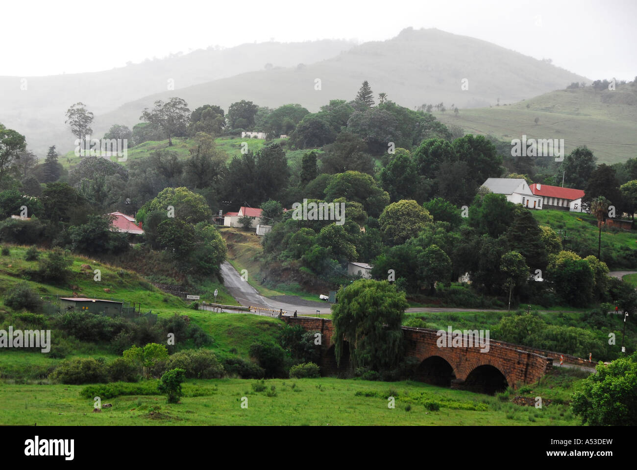 Pilgrim's Rest historic gold mining town, misty morning, Mpumalanga ...
