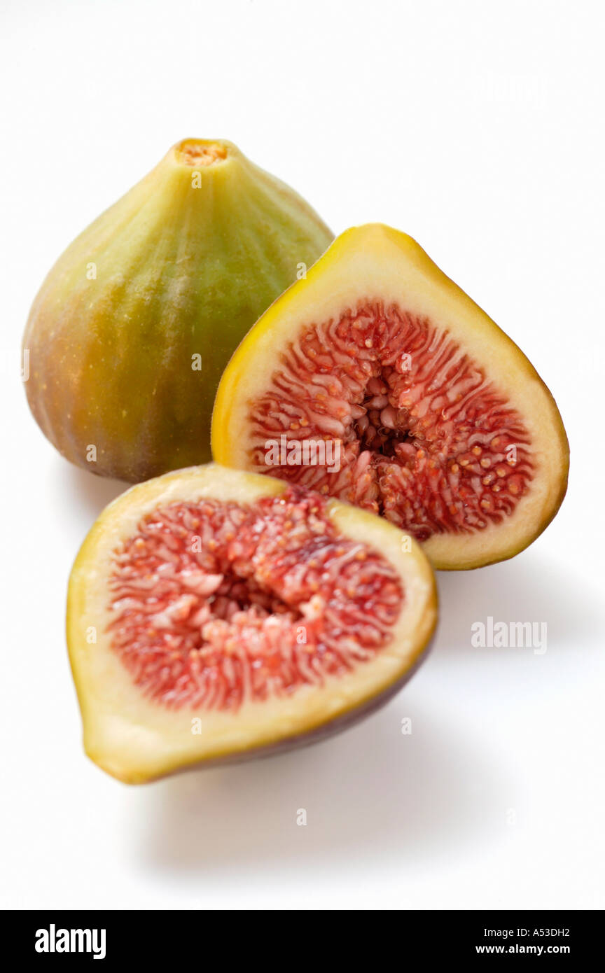 Fresh figs whole halved Cut Out Stock Images & Pictures - Alamy