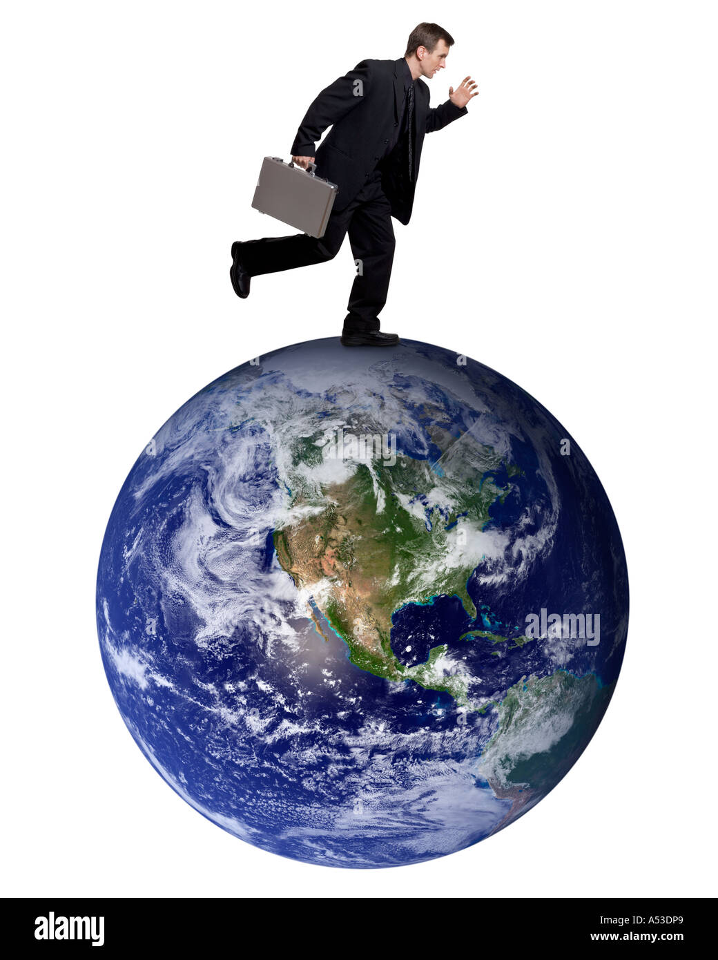 Businessman running on globe hi-res stock photography and images - Alamy