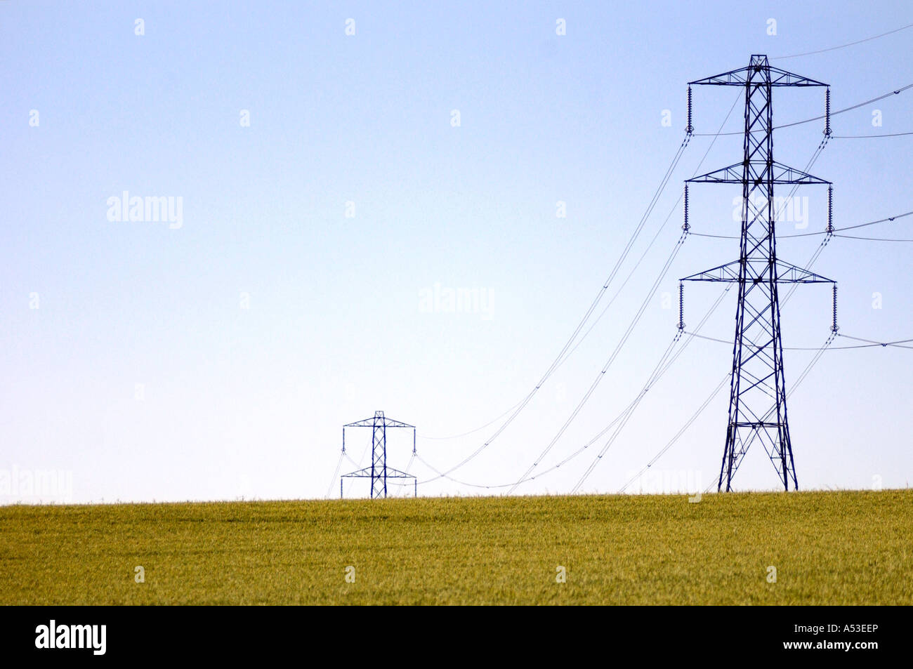 British pylon in farmers field UK showing our carbon footprint with ...