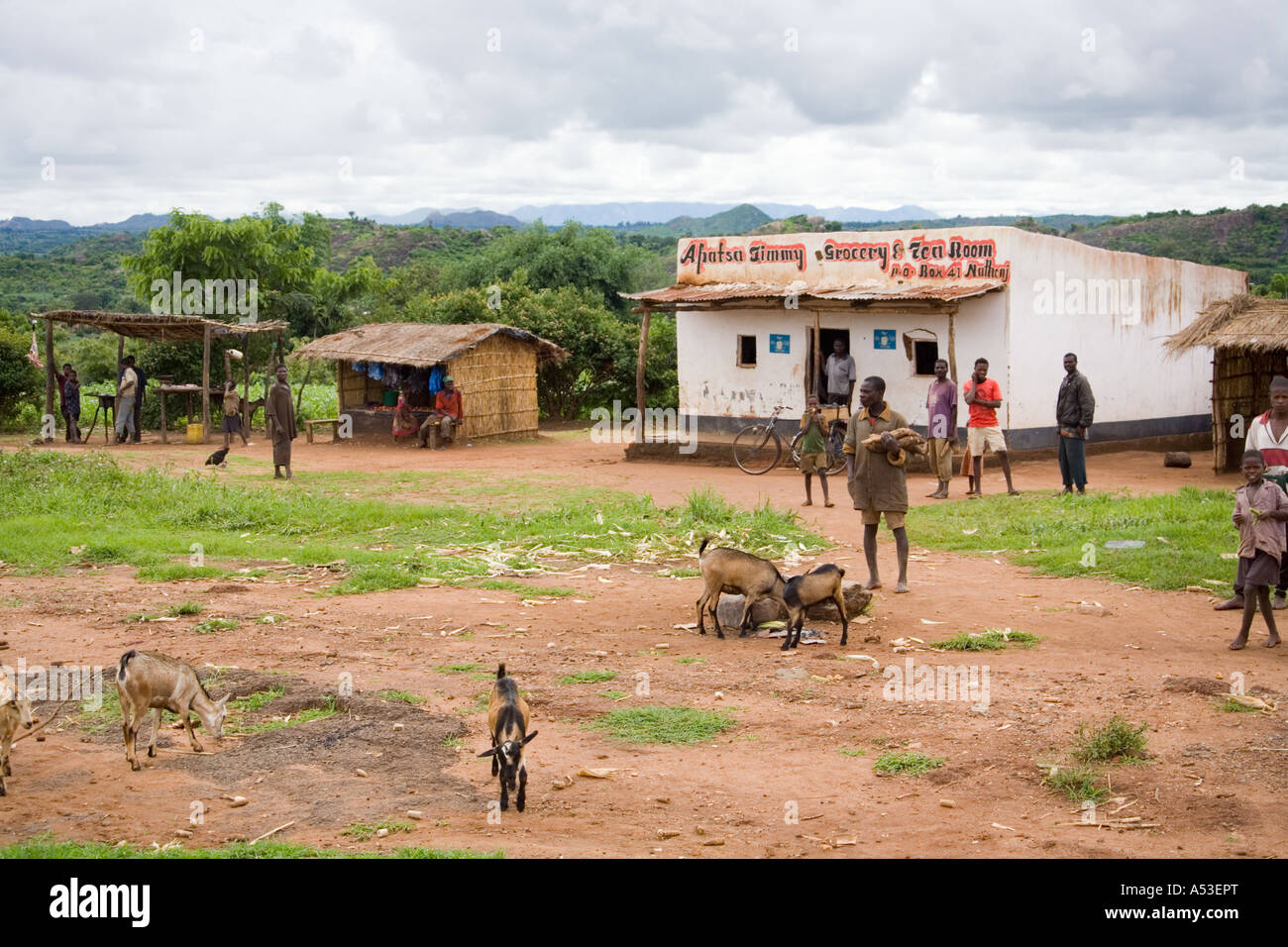 The village of Nathenje, on the M1 Lilongwe to Blantyre road, Malawi ...