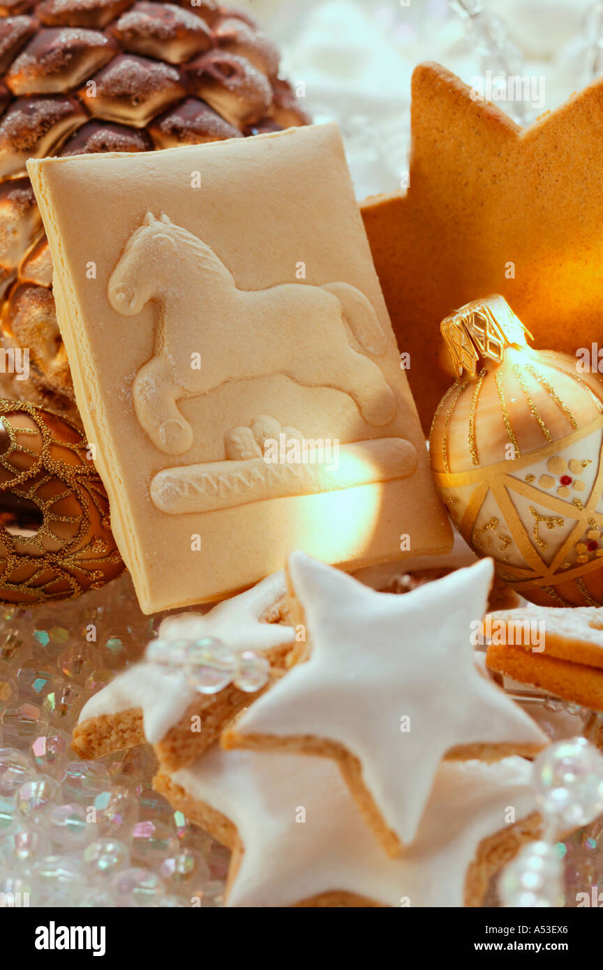 Springerle cookies cinnamon stars and gingerbread Stock Photo - Alamy