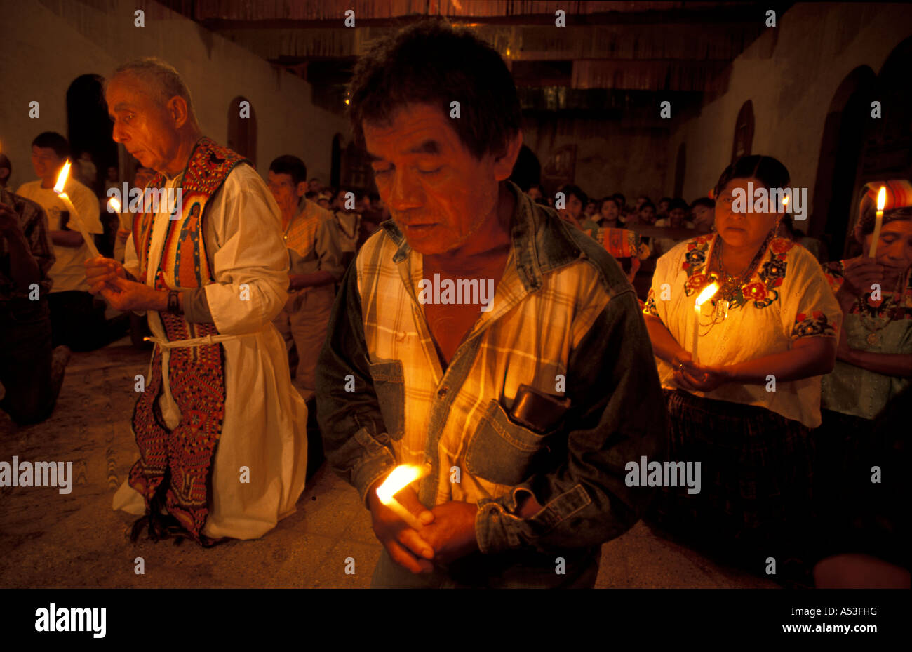 Painet ha0708 5639 guatemala mayan catholic mass peten country ...