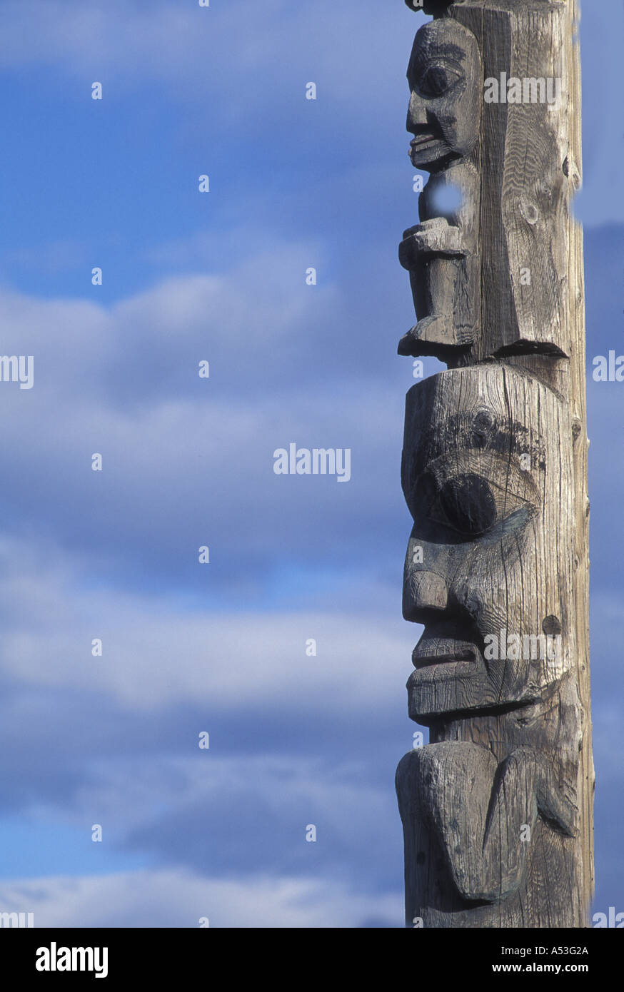 Canada British Columbia Totem poles in village of Gitwangak just south ...