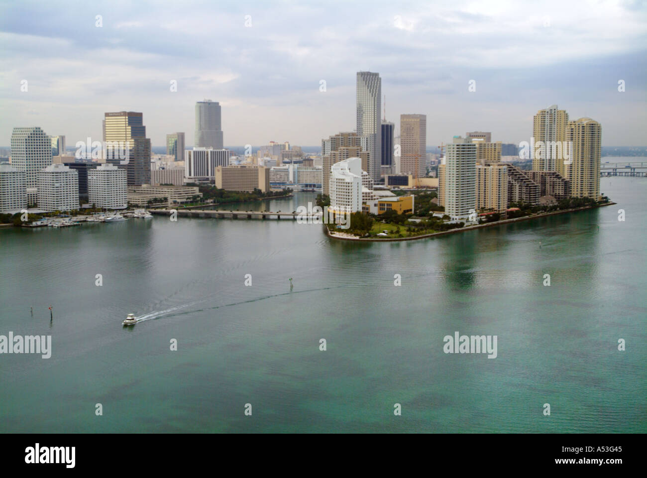 Miami skyline cityscape Intracoastal Waterway Miami River city cities ...