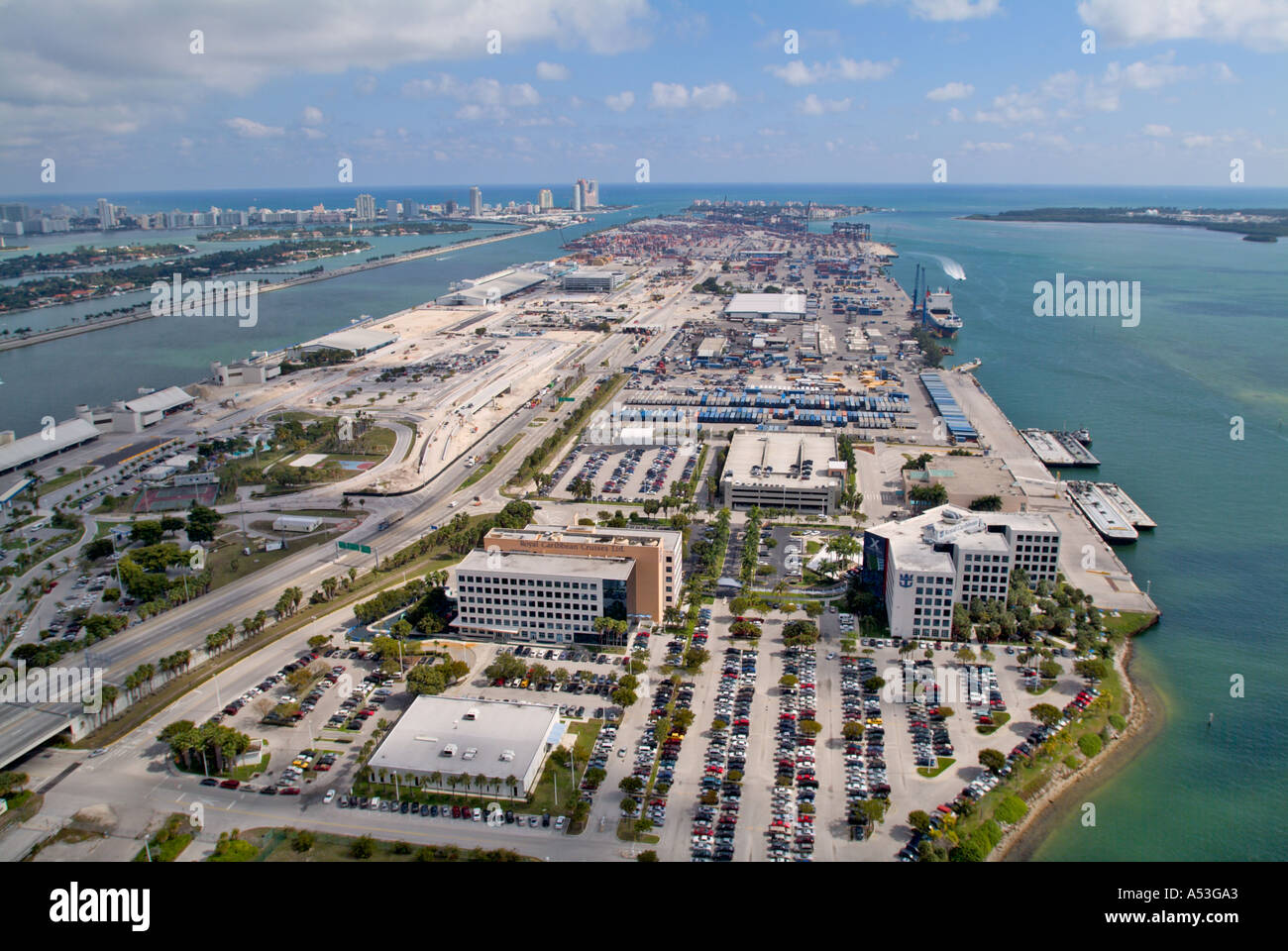 Dodge Island Miami Florida shipping shipyard Government Cut Stock Photo ...