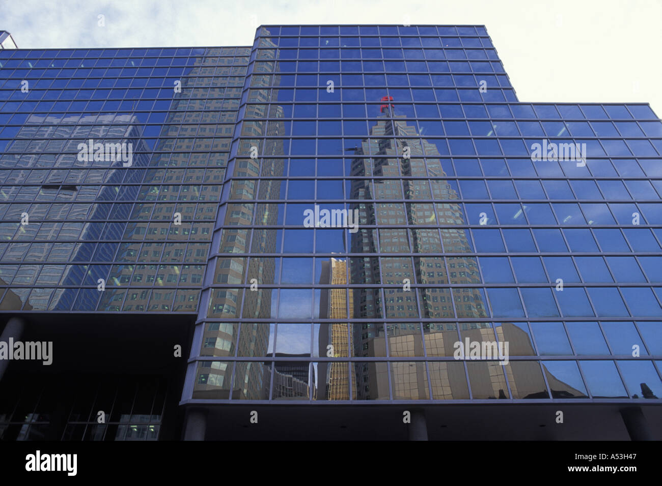 Canada Ontario Toronto Reflection of CBC Building in the mirrored glass ...