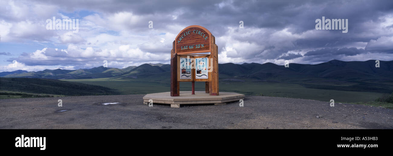 Canada Yukon Territory Road sign marks Arctic Circle along Dempster ...