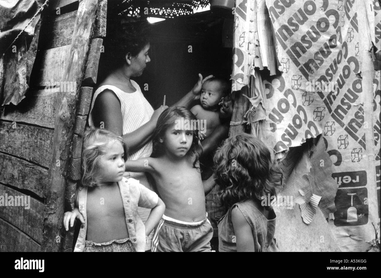 Painet ha1274 061 black and white poverty slum dwellers sao luis brazil ...