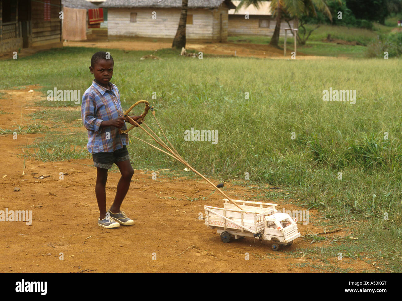 Painet ha1545 3112 equatorial guinea boy home made toy car ebebiyin ...