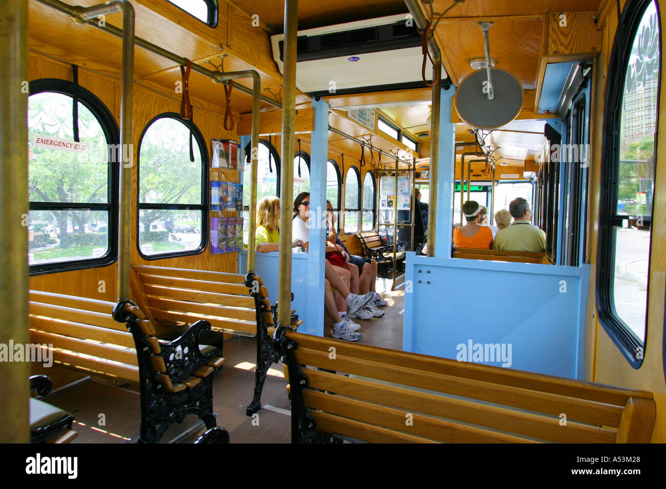 st pete s beach trolly bus inside traditional florida USA United tates ...