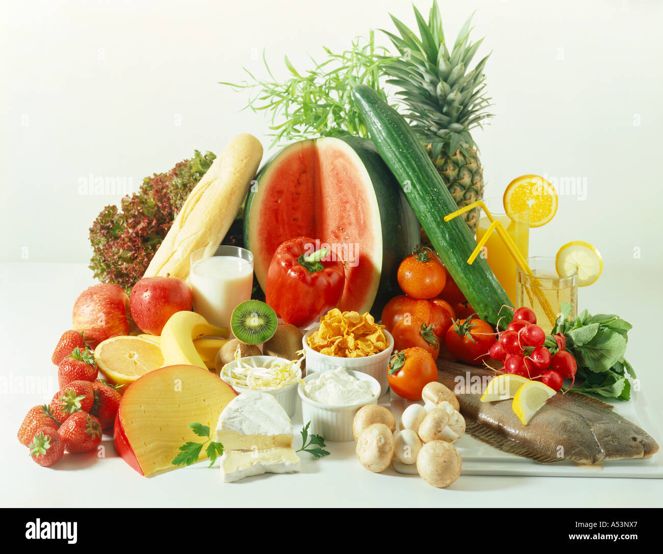 Healthy foods cooling foods according to ying yang system Stock Photo ...
