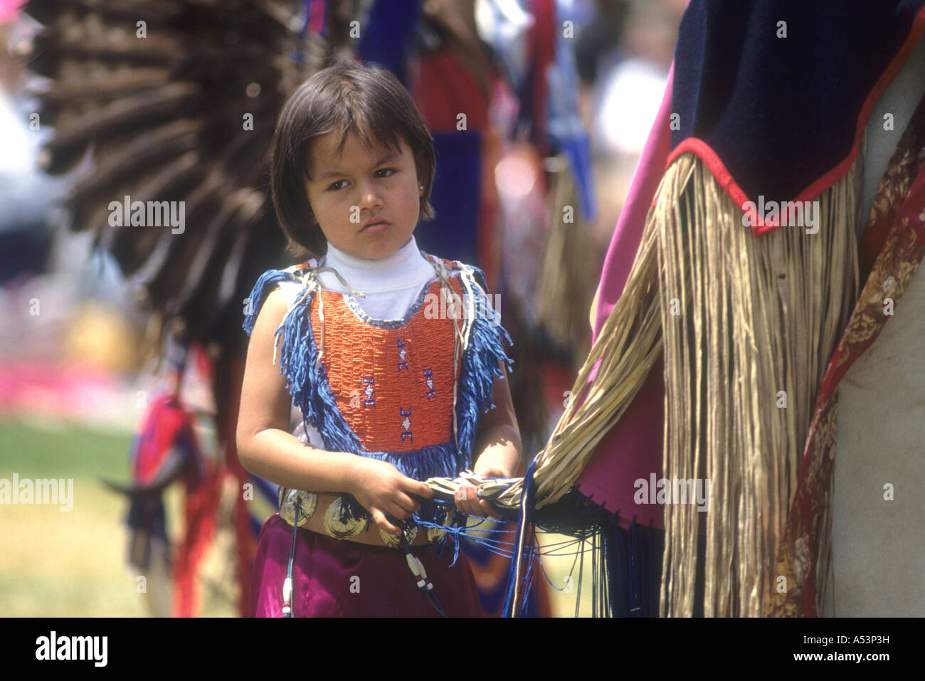 Portrait Of A Native American Chld,Attending,A Pow Wow,In Denver ...