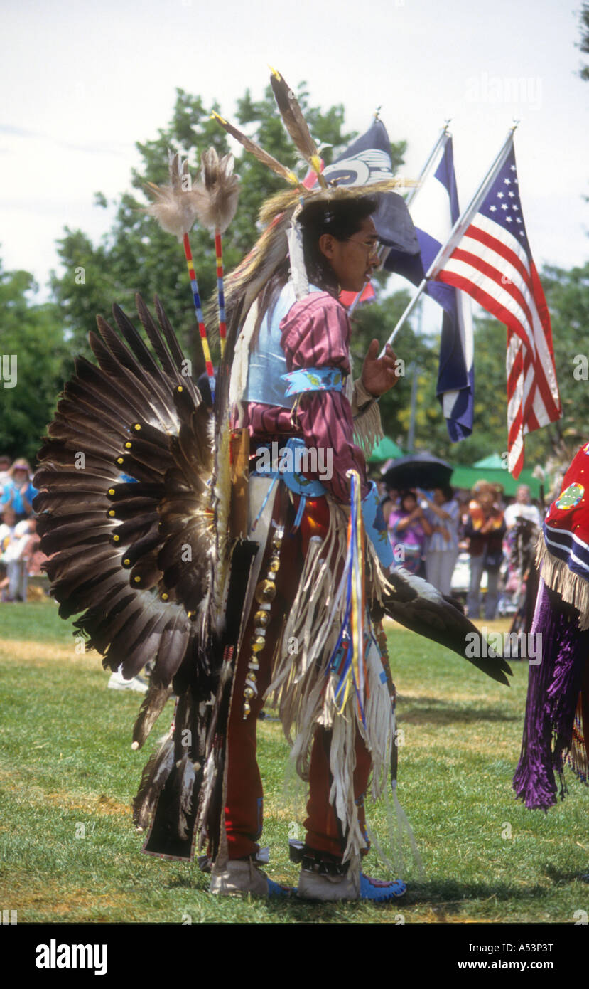 Native America Wearing A Colourful Distinctive Costume.At A Pow Wow In ...