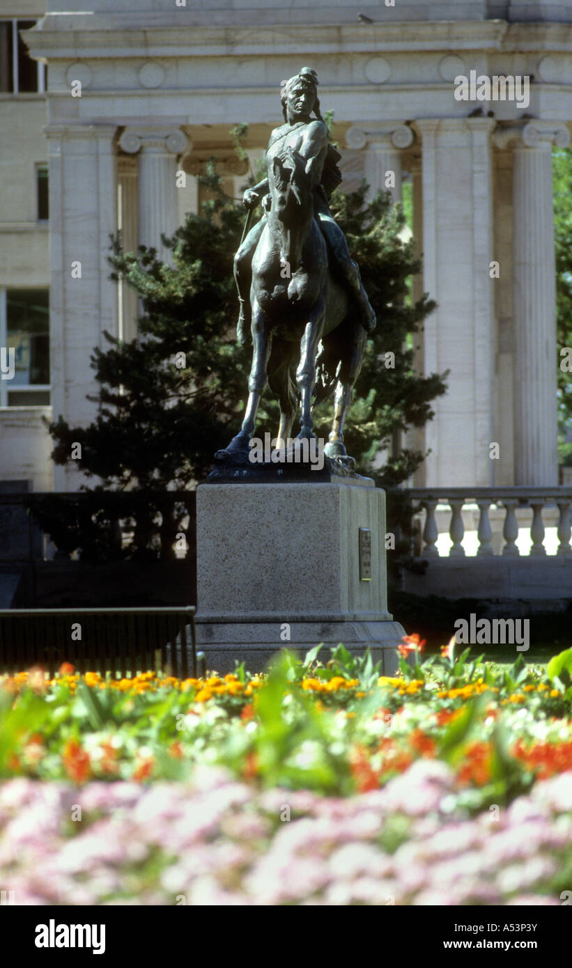 Statue Of A Native American Indian Brave,Sitting On His Proud Stallion ...