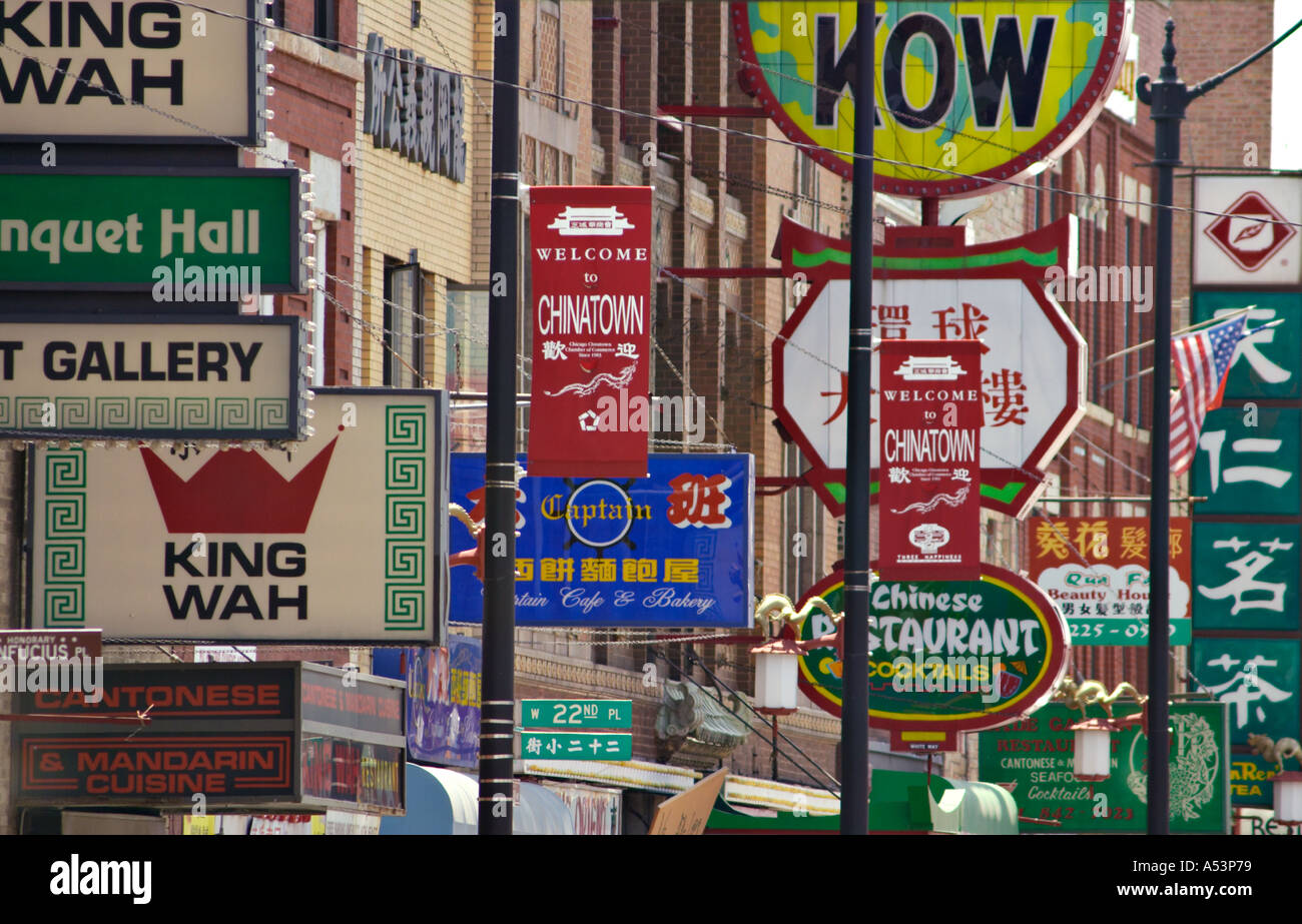 CHICAGO Illinois Chinatown ethnic neighborhood south of loop street ...