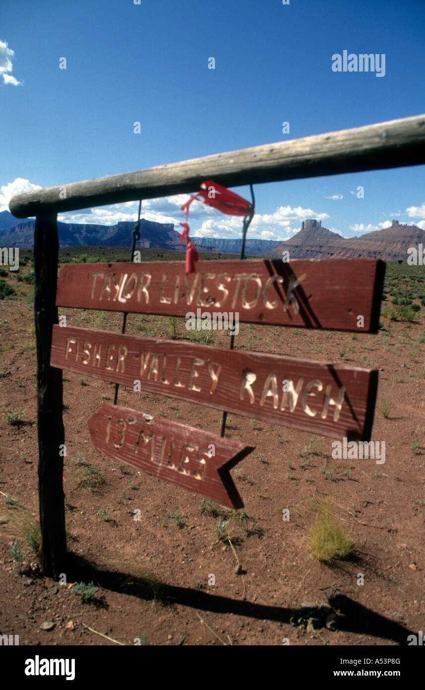 Wooden Sign Pointing The Direction , To A Ranch In Utah USA Stock Photo ...