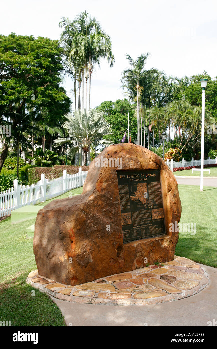 Memorial commemorating the bombing of Darwin Australia on 19th February ...