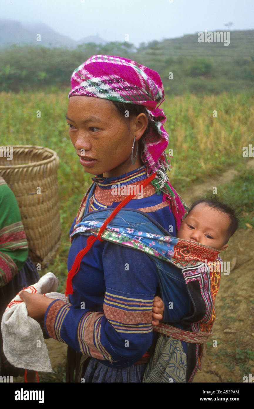 Painet ha1686 3388 vietnam hmong tribal woman mother baby bo lung ...