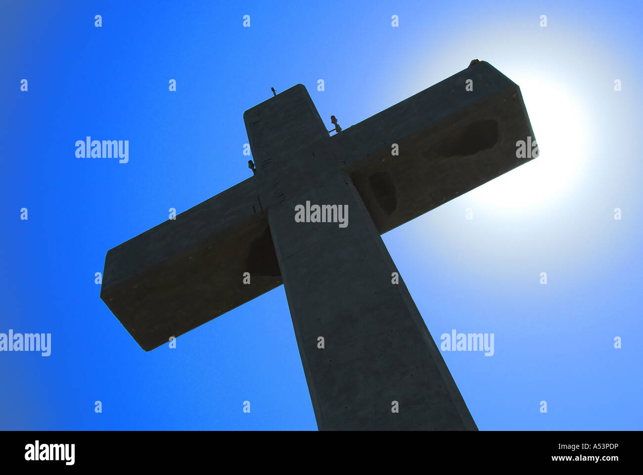 The giant cross on the hill at the site of the Monastery of Filerimos ...