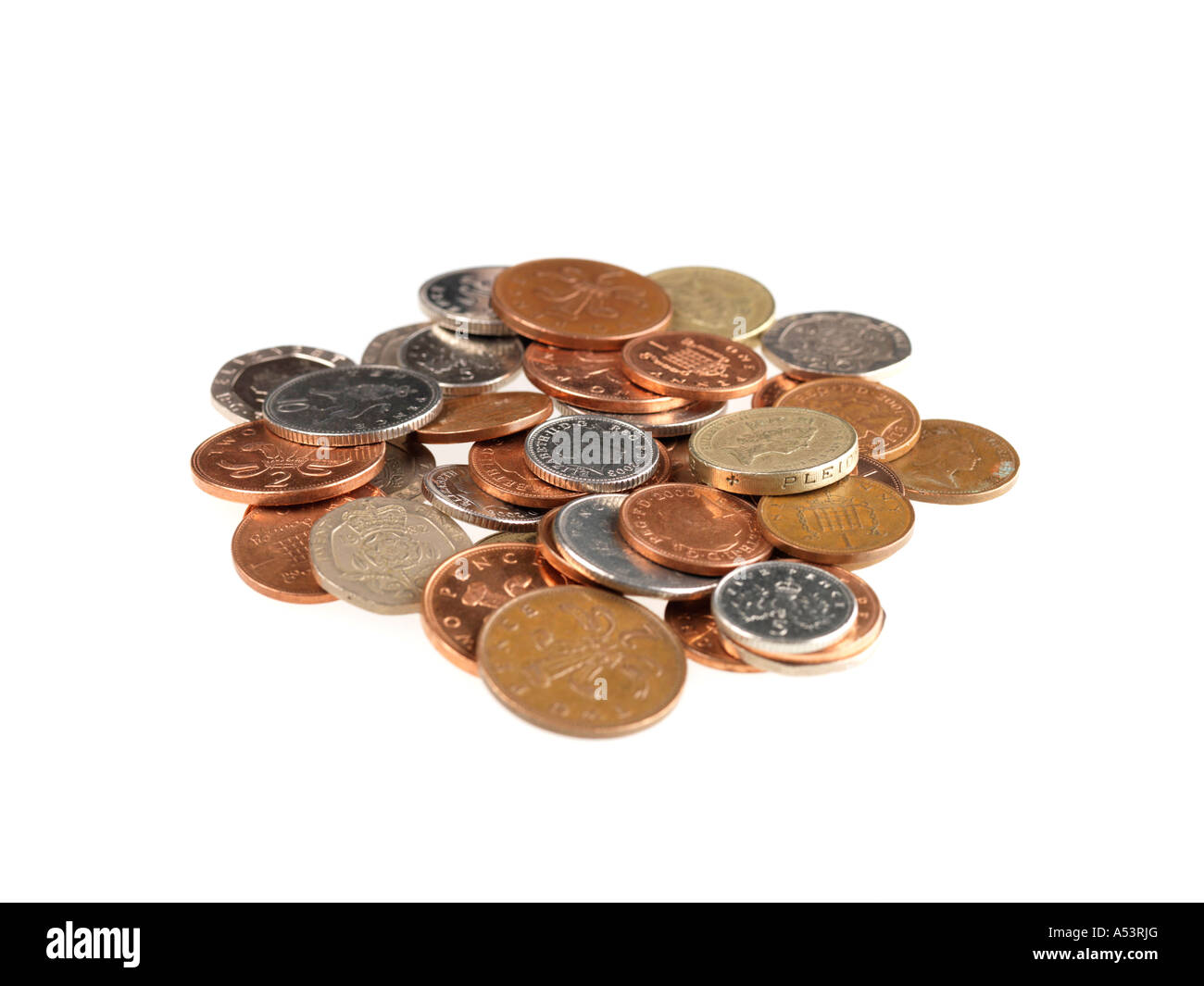 Pile of loose change Cut Out Stock Images & Pictures - Alamy