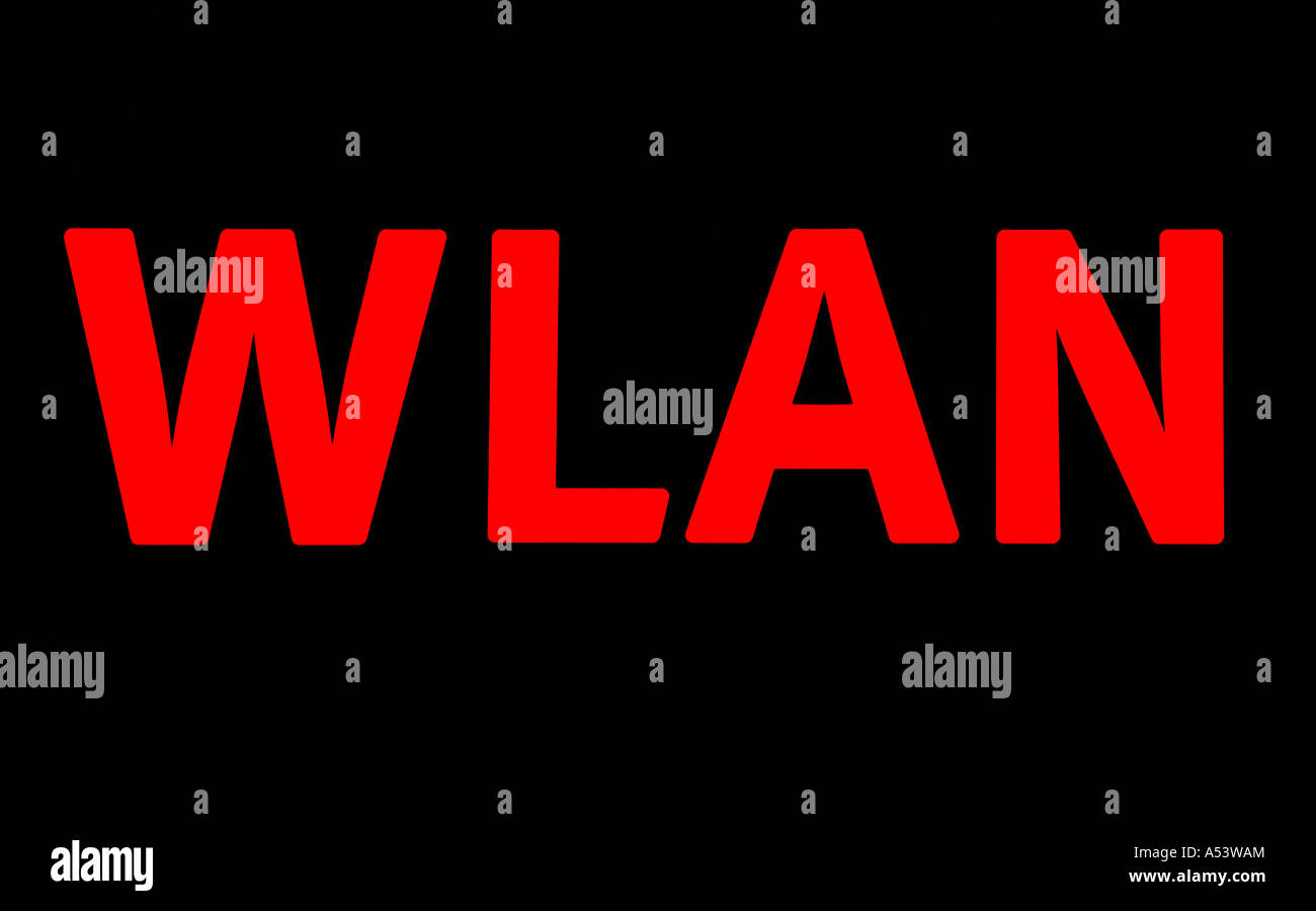 Red WLAN sign on black background Stock Photo - Alamy
