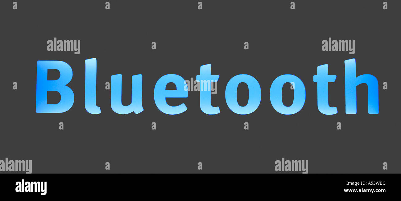 Blue BLUETOOTH sign on gray background Stock Photo - Alamy
