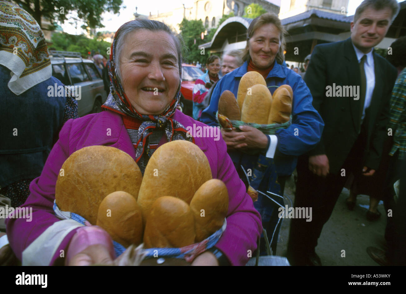 Painet ha2195 4460 ukraine elderly women selling bread lviv country ...
