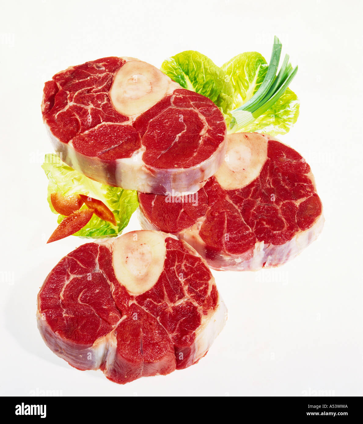 Three slices of beef from the leg Stock Photo - Alamy