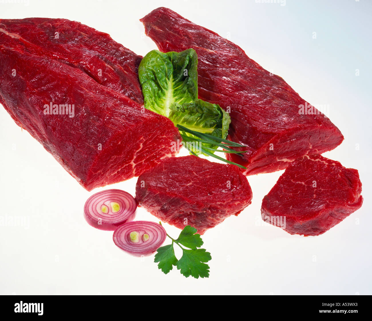 Two joints of beef two slices of beef salad Stock Photo - Alamy
