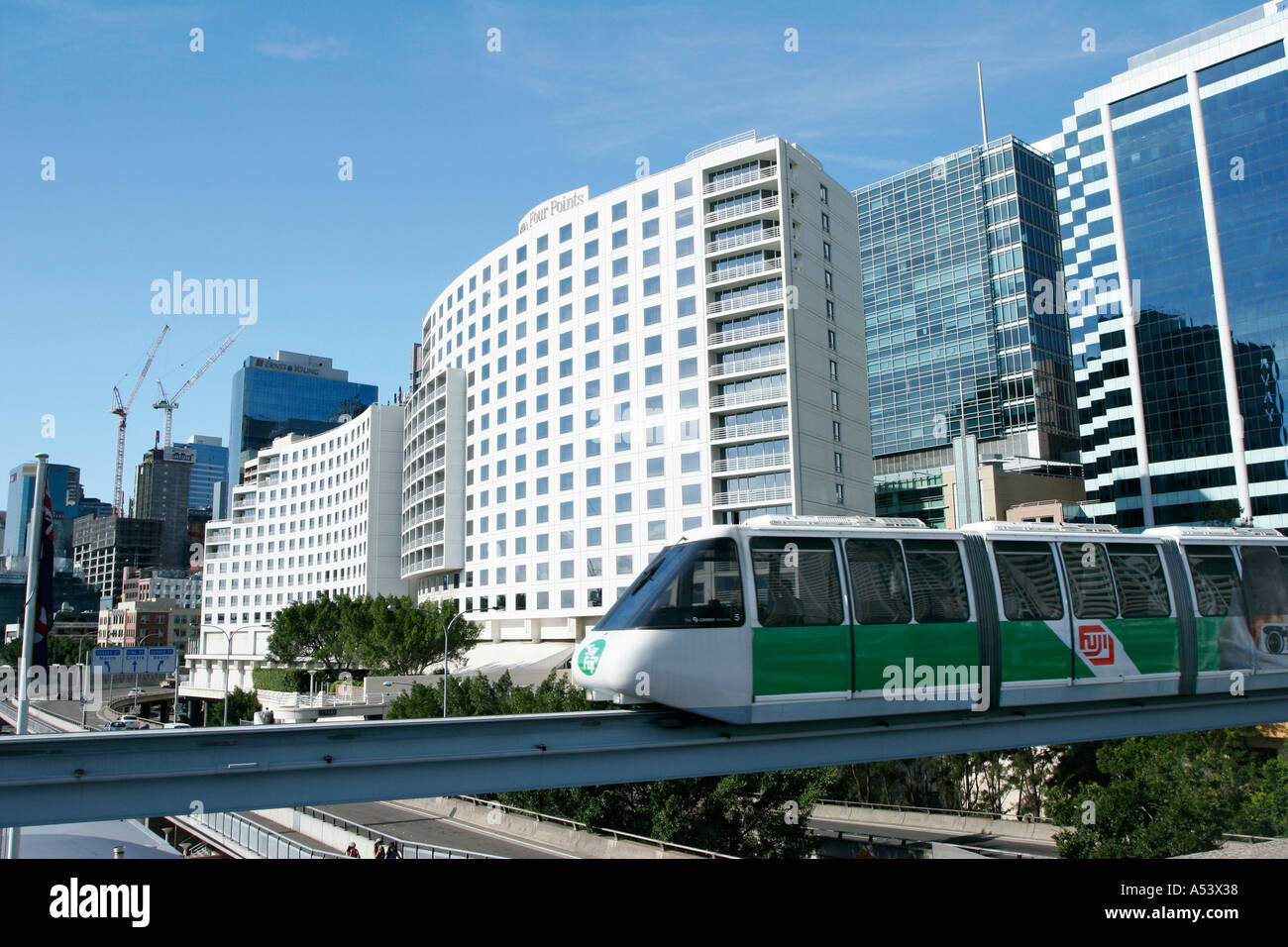 Train on the monorail at darling harbour in sydney australia Stock ...