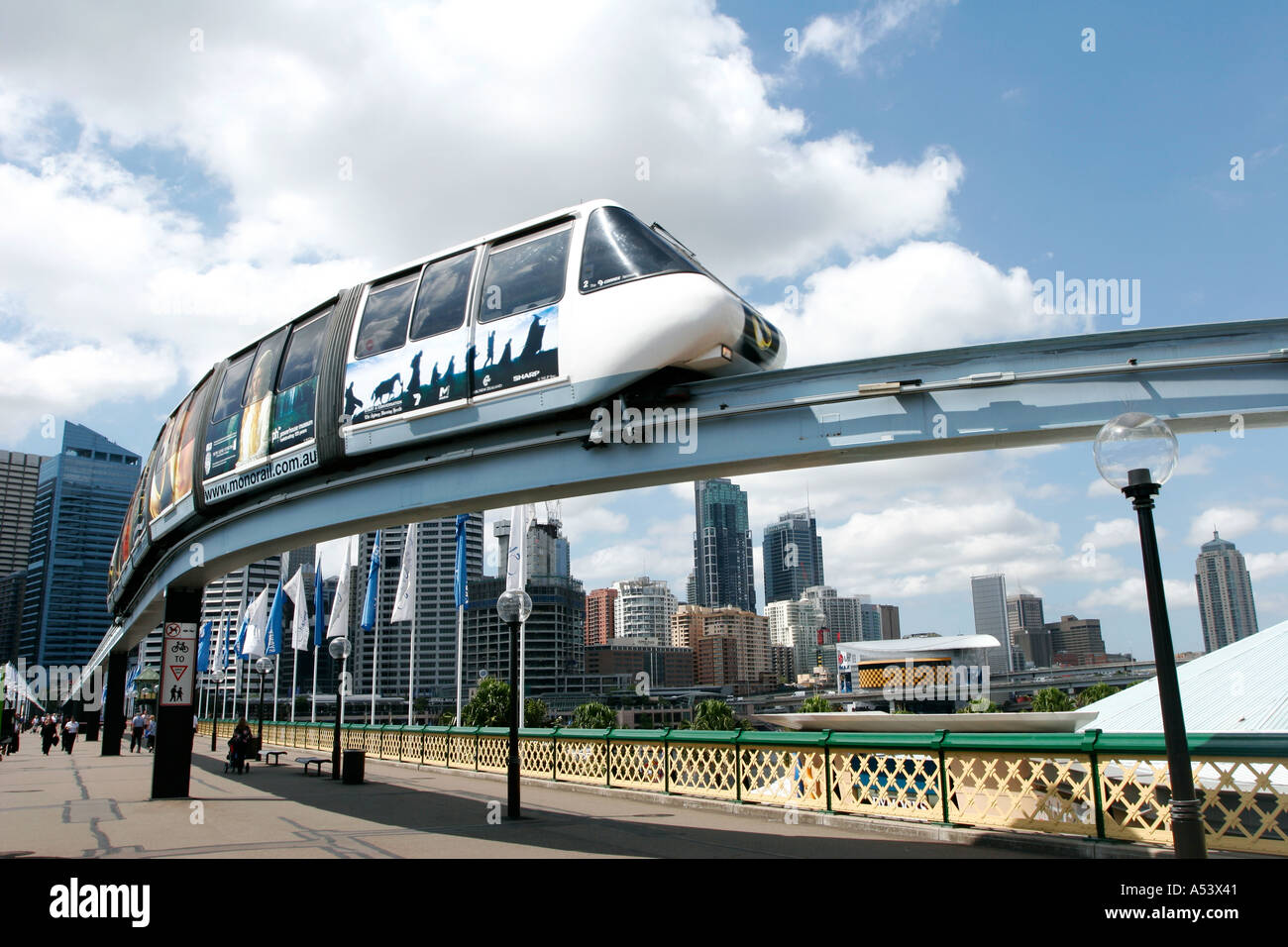 Train on the monorail at darling harbour in sydney australia Stock ...
