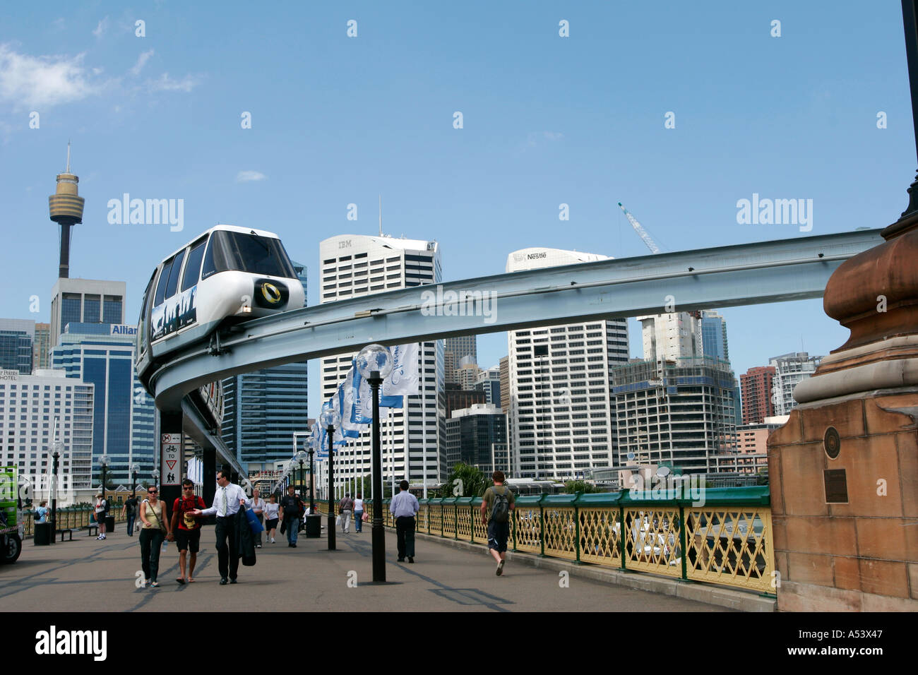 Train on the monorail at darling harbour in sydney australia Stock ...