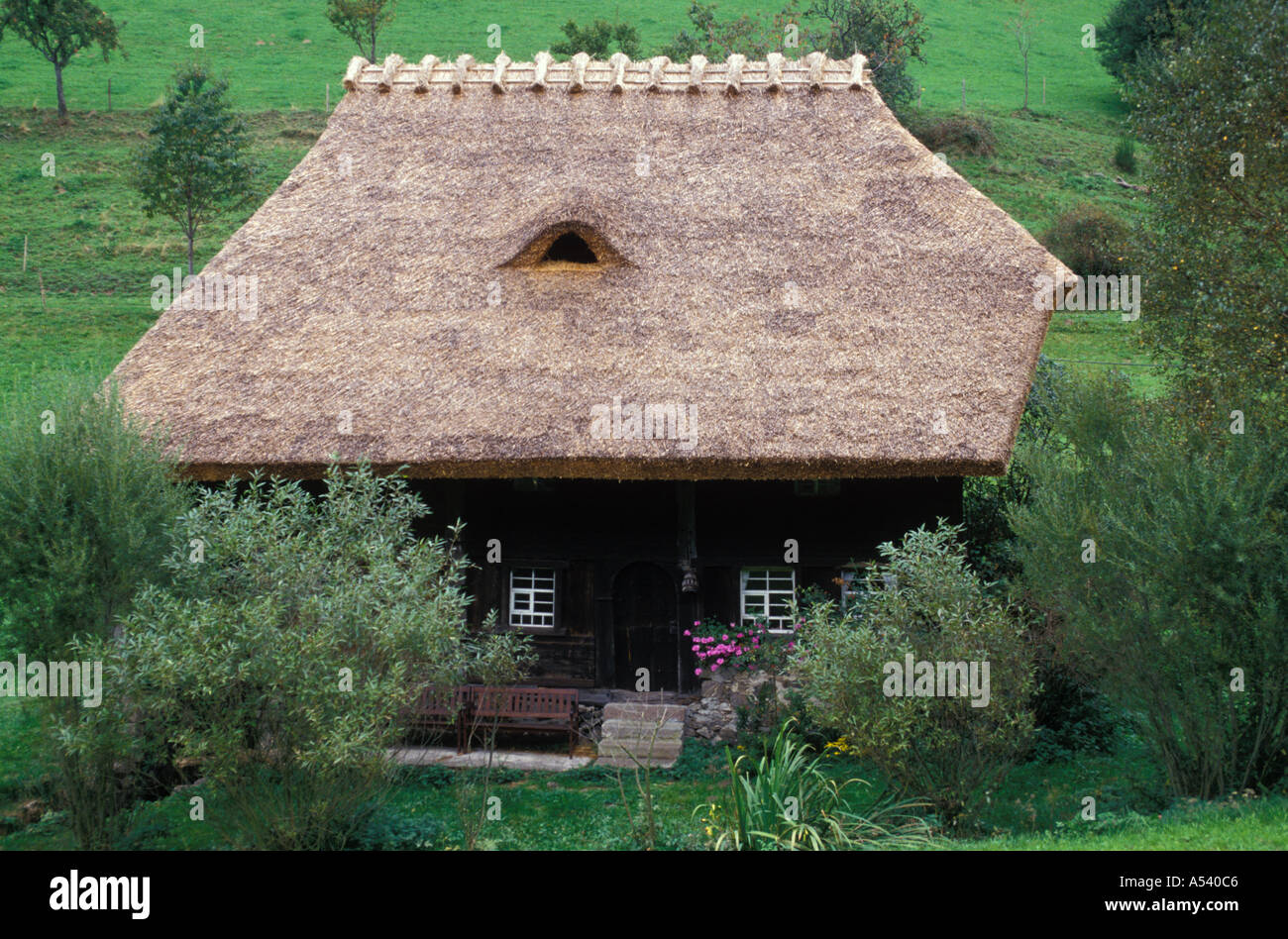 Germany Black Forest farm house thatched roof Stock Photo - Alamy