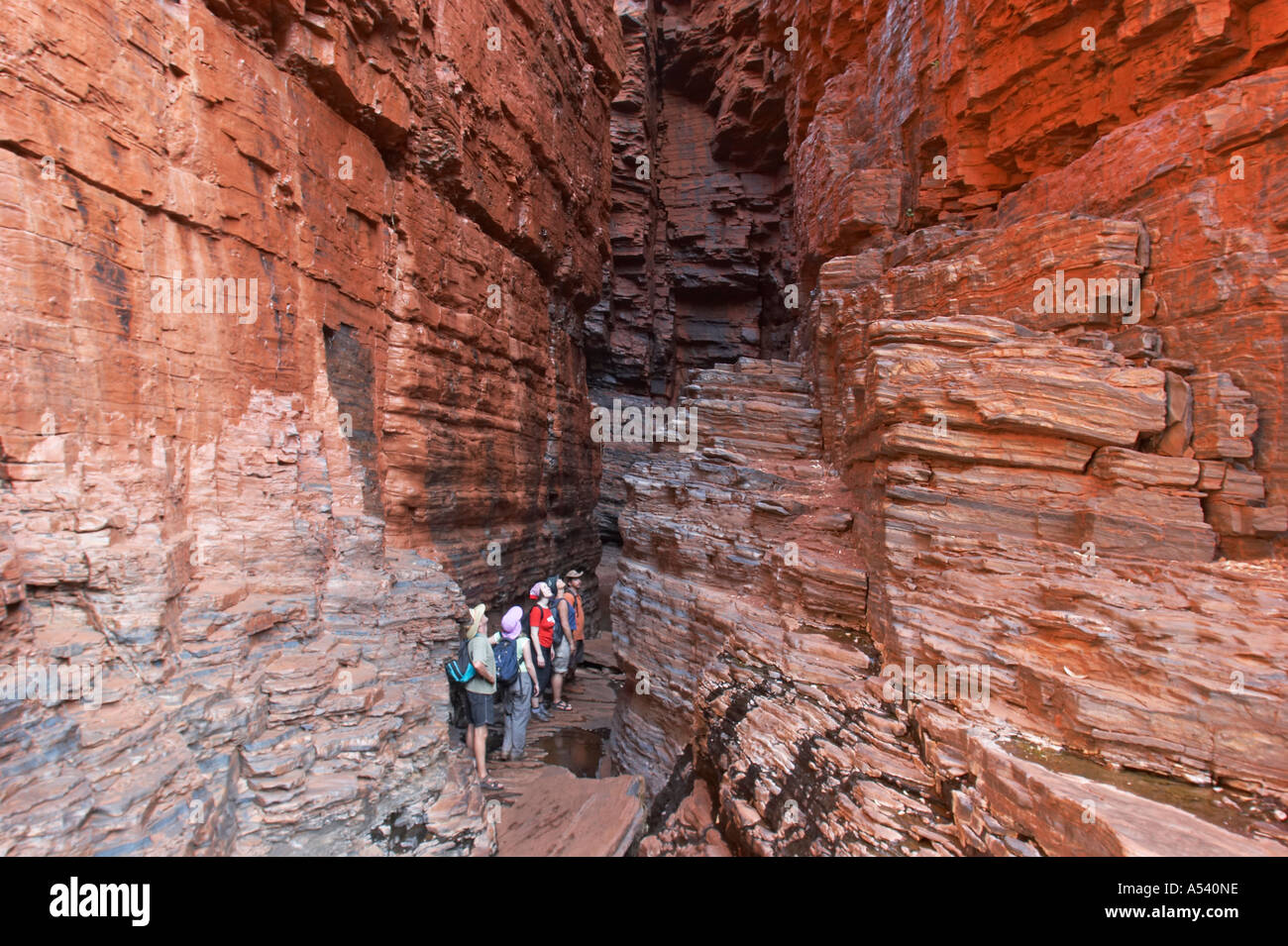 Hiking into Weano Gorge Karijini National Park Pilbara region western ...