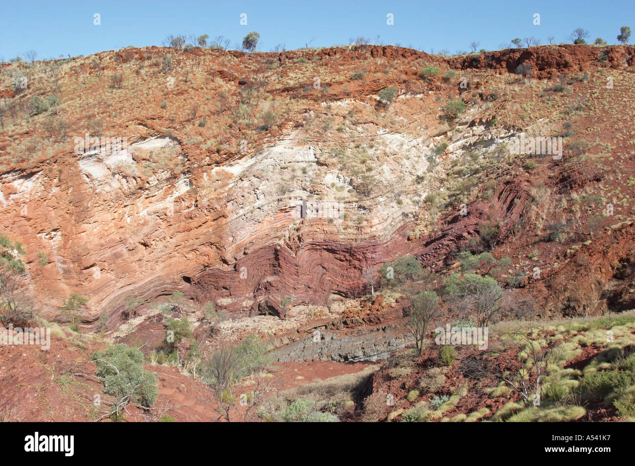 Rock formation Hamersley Gorge Pilbara region western australia WA ...