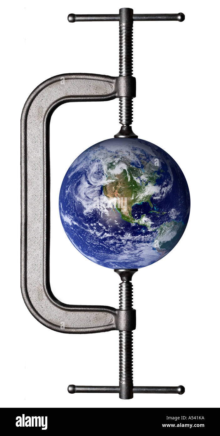 Earth being squeezed in a C Clamp Stock Photo - Alamy