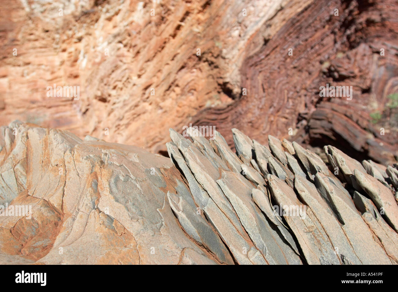 Rock formation Hamersley Gorge Pilbara region western australia WA ...