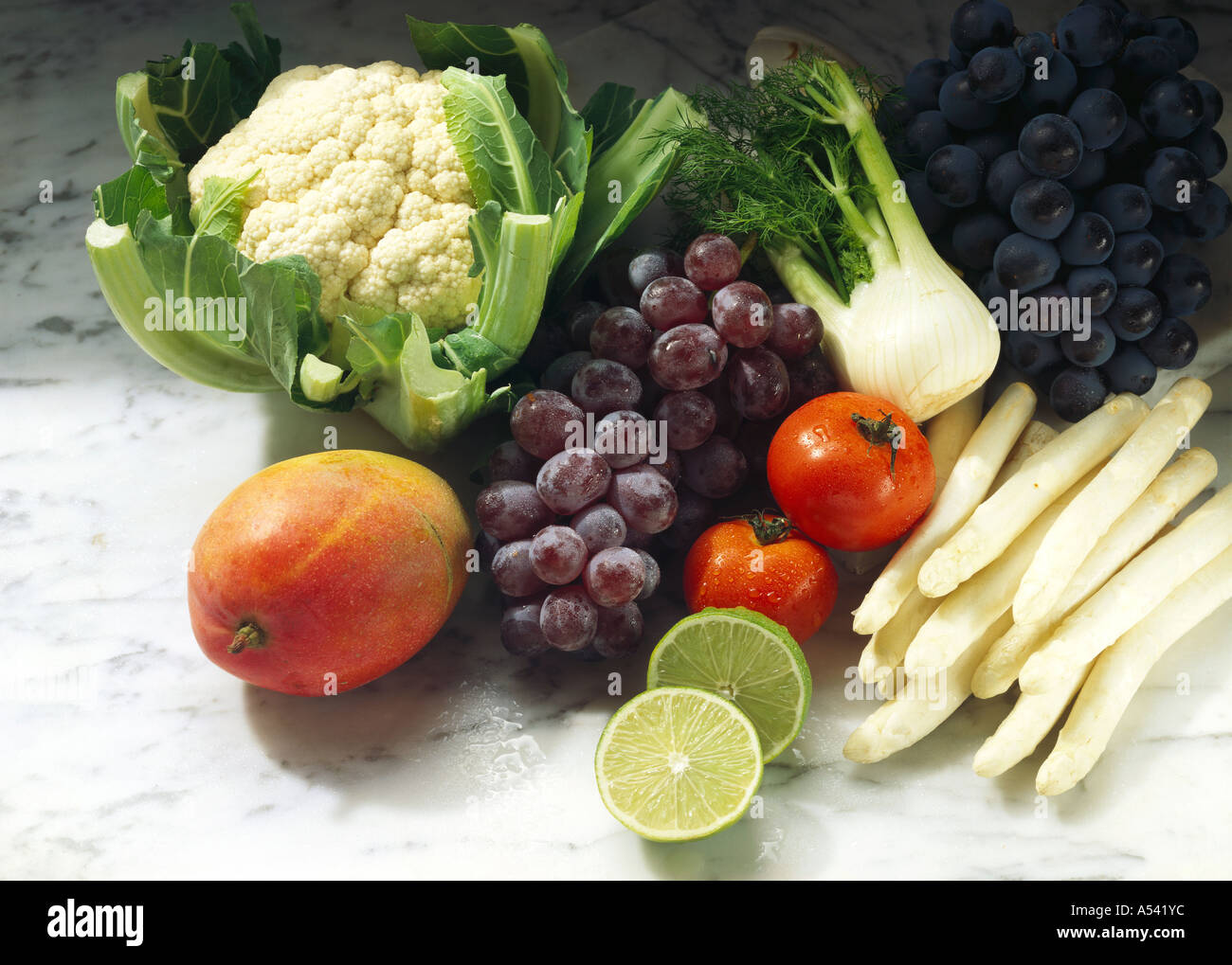 Colorful Still Life of Fresh Fruit and Vegetables Stock Photo - Alamy