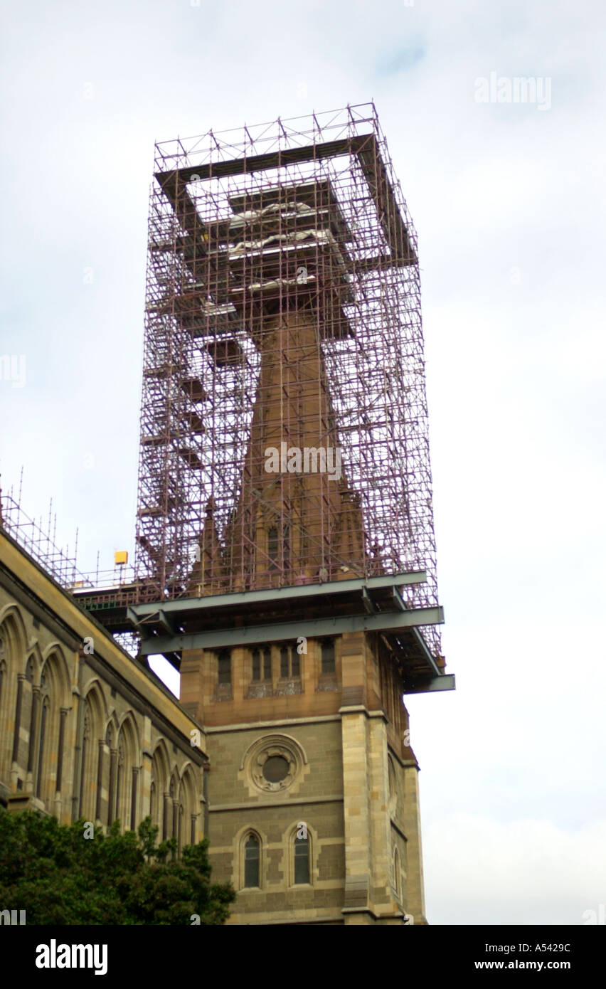 church steeple covered in scaffolding Stock Photo - Alamy