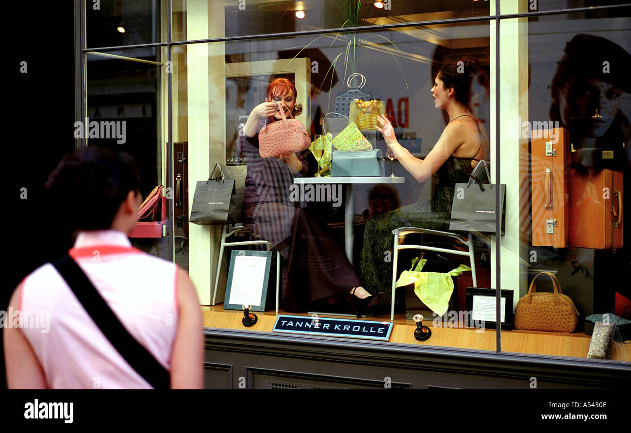 Fashion house window display with live models Bond Street London Stock ...