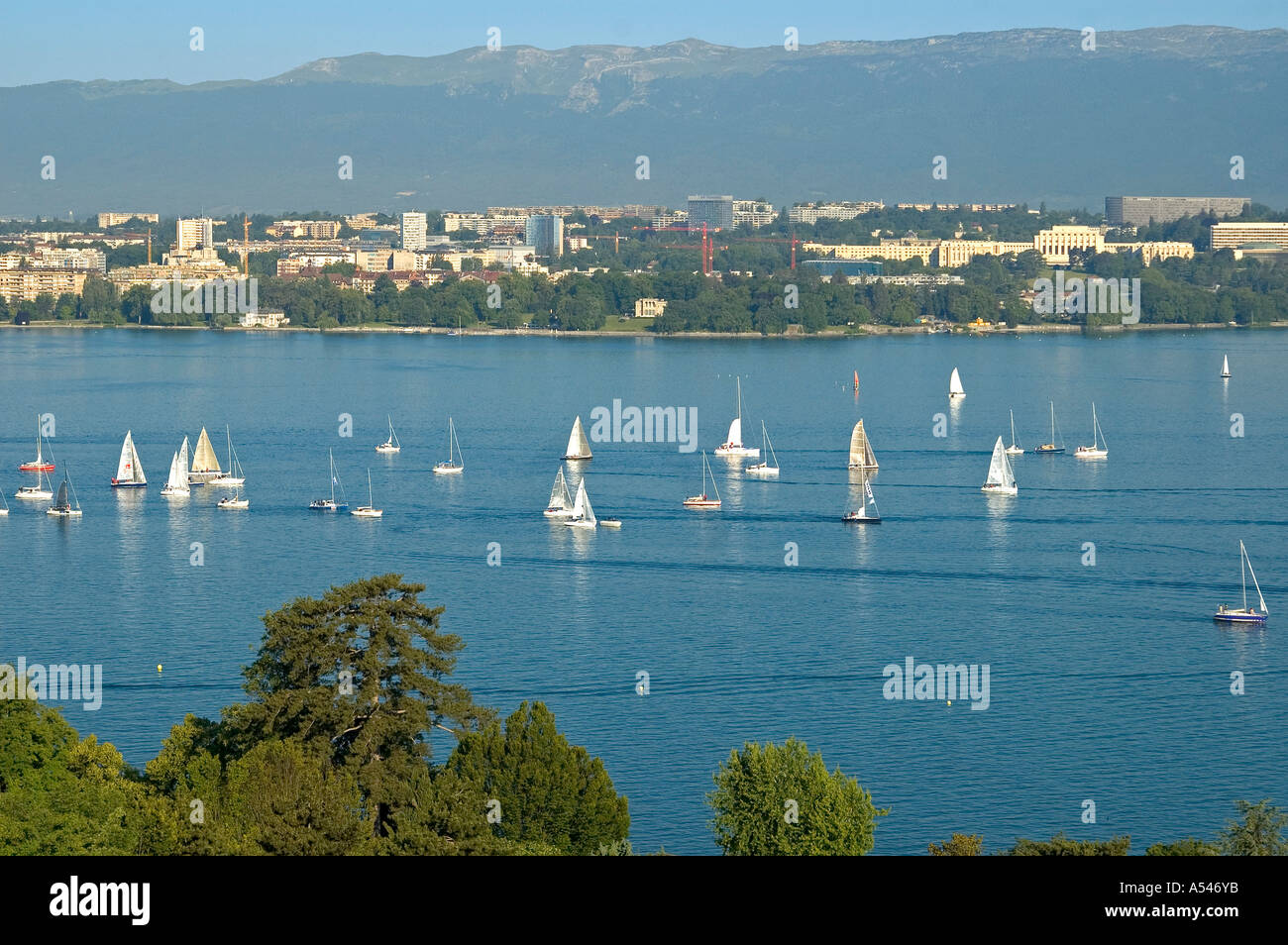 Sailing on Lac Leman Geneva Switzerland Stock Photo - Alamy