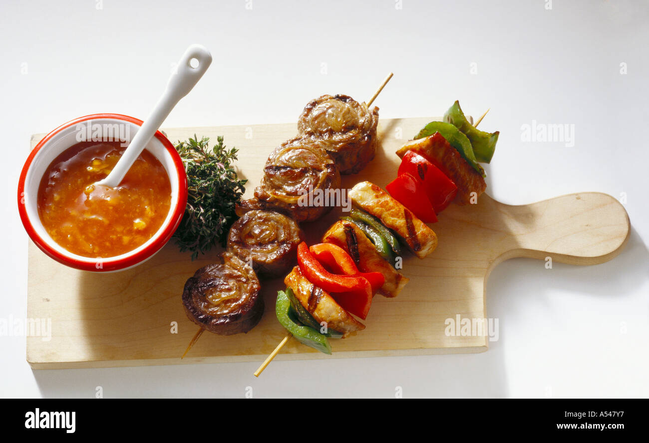 Two colorful BarBQ Skewers Stock Photo - Alamy