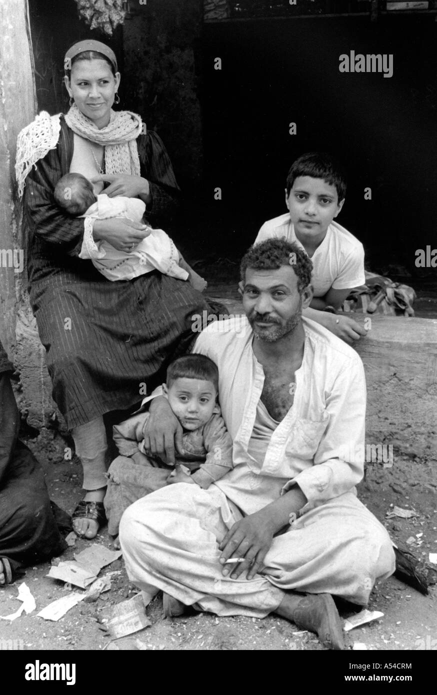 Painet hn1898 437 black and white family slum cairo egypt country ...