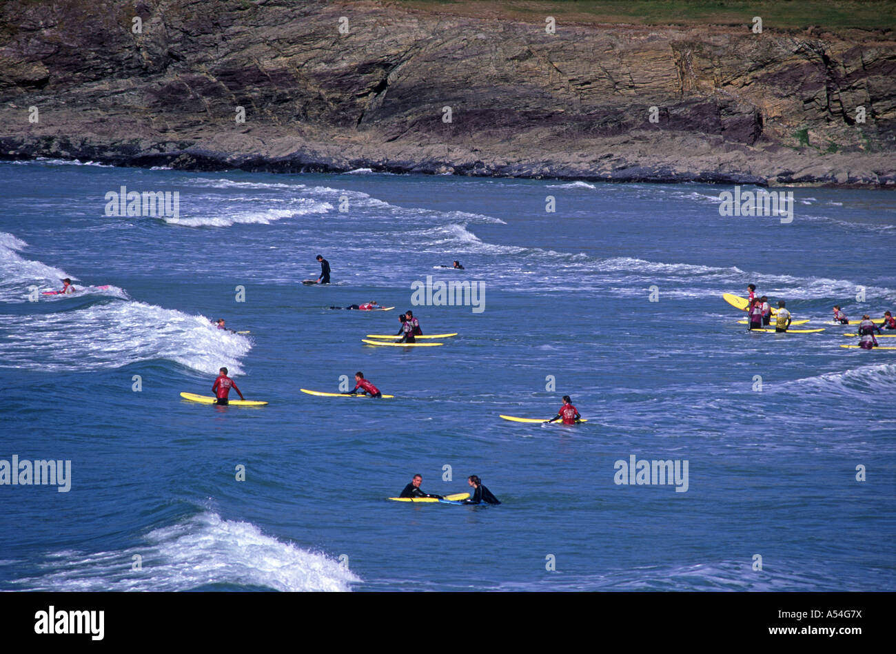 Polzeath beach in Cornwall, known for its ideal surfing waves. XPL 4749 ...