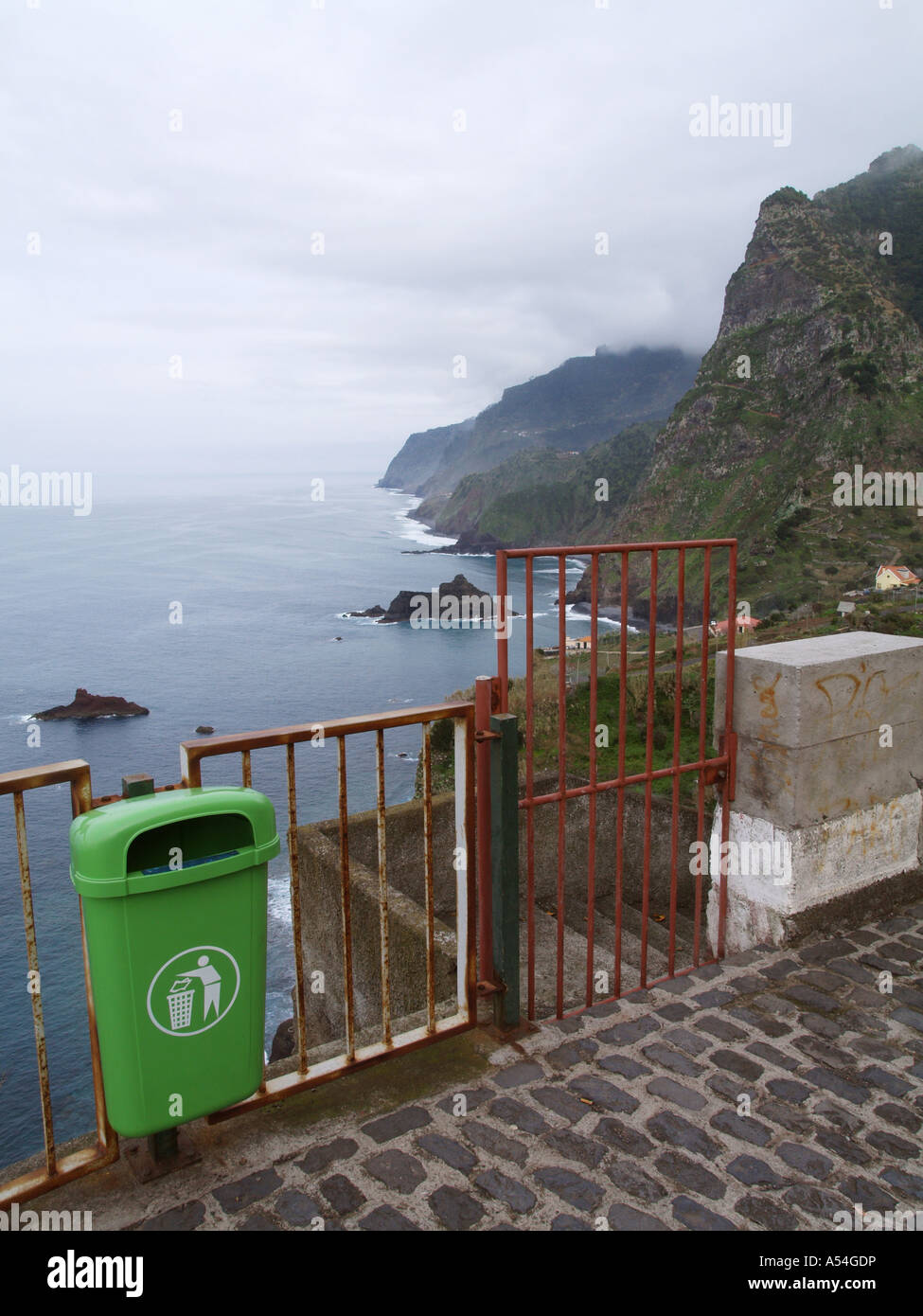 cliff line, garbage bin Stock Photo - Alamy